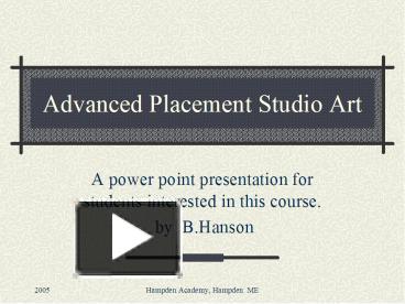 PPT – Advanced Placement Studio Art PowerPoint presentation | free to ...