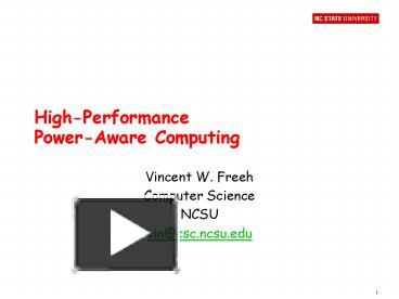 High-Performance Power-Aware Computing presentation | free to download