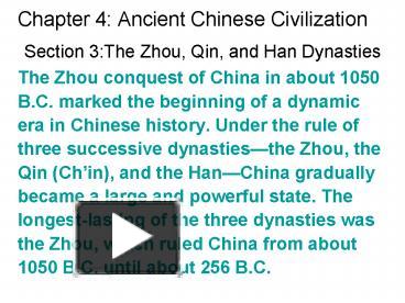 Chapter 4: Ancient Chinese Civilization presentation | free to view