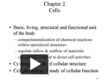 PPT – Chapter 2 Cells PowerPoint presentation | free to download - id ...