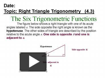 The Six Trigonometric Functions presentation | free to view