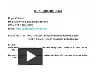 IGP Signaling 2003 presentation | free to view