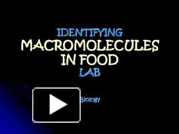 PPT – IDENTIFYING MACROMOLECULES IN FOOD LAB PowerPoint presentation ...