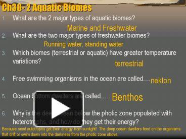 Ch38 2 Aquatic Biomes presentation | free to view