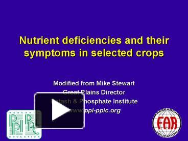 Nutrient deficiencies and their symptoms in selected crops presentation ...