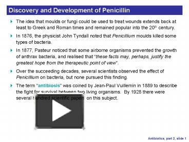 Discovery and Development of Penicillin presentation | free to view