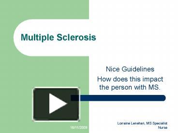 PPT – Multiple Sclerosis PowerPoint presentation | free to view - id ...