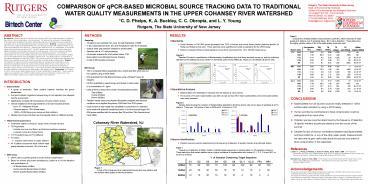 COMPARISON OF qPCRBASED MICROBIAL SOURCE TRACKING DATA TO TRADITIONAL WATER QUALITY MEASUREMENTS ...