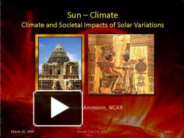 Sun Climate Climate and Societal Impacts of Solar Variations ...