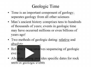 PPT – Geologic Time PowerPoint presentation | free to view - id: fe509 ...