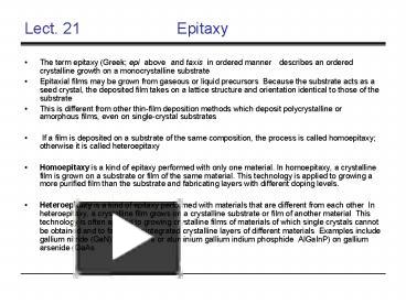 Lect' 21 Epitaxy presentation | free to view