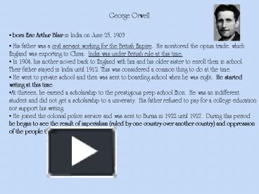 George Orwell presentation | free to view