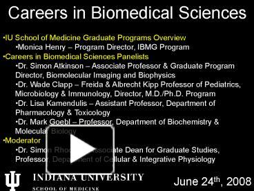 Careers in Biomedical Sciences presentation | free to view