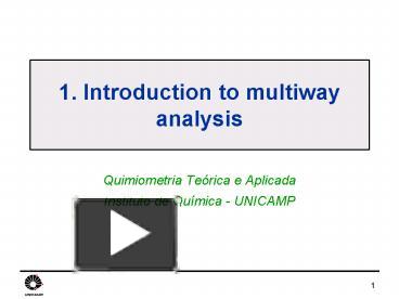 1' Introduction to multiway analysis presentation | free to download