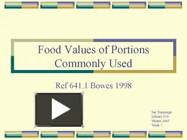 PPT – Food Values of Portions Commonly Used PowerPoint presentation ...
