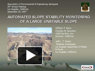 AUTOMATED SLOPE STABILITY MONITORING OF A LARGE UNSTABLE SLOPE ...