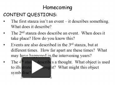 Homecoming presentation | free to view