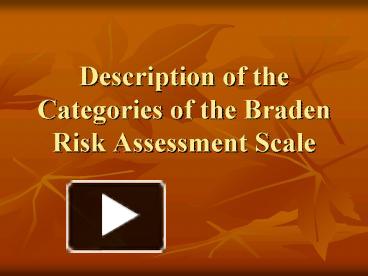 Description of the Categories of the Braden Risk Assessment Scale ...