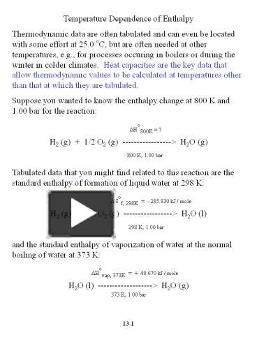 Temperature Dependence of Enthalpy presentation | free to view