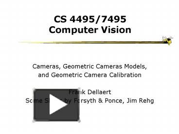 PPT – CS 44957495 Computer Vision PowerPoint presentation | free to ...