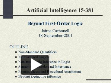 Artificial Intelligence 15-381 presentation | free to download