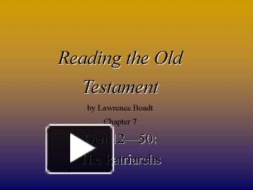 Reading the Old Testament presentation | free to view