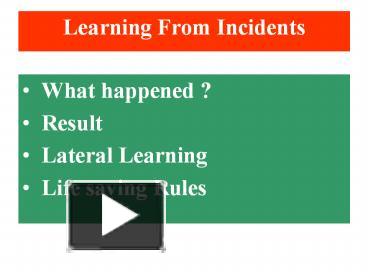 Learning From Incidents presentation | free to view