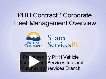 PHH Contract Corporate Fleet Management Overview presentation | free to ...