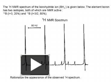 The 1H NMR spectrum of the borohydride ion BH4 is given below' The ...