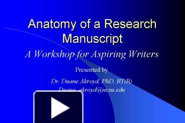 PPT – Anatomy of a Research Manuscript PowerPoint presentation | free ...
