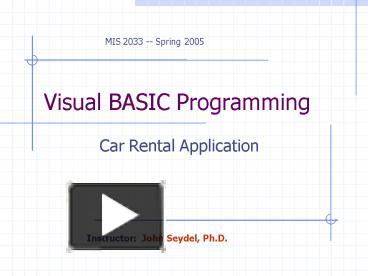 PPT – Visual BASIC Programming PowerPoint presentation | free to view ...