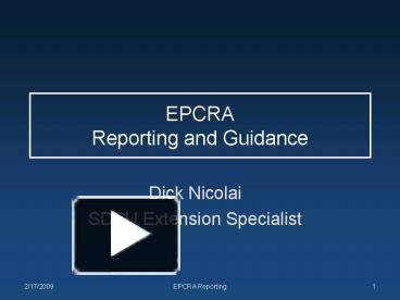 PPT – EPCRA Reporting and Guidance PowerPoint presentation | free to ...