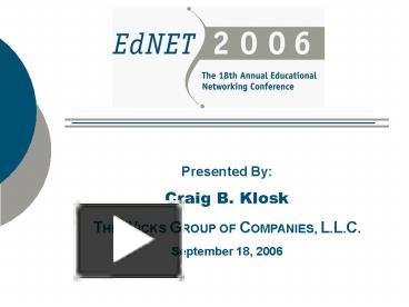 PPT – Craig B' Klosk PowerPoint presentation | free to view - id ...