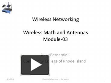 PPT – Wireless Networking Wireless Math and Antennas Module-03 ...