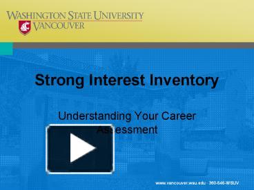 Strong Interest Inventory presentation | free to view