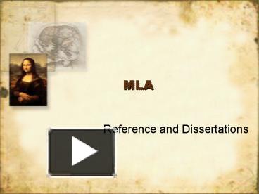 PPT – MLA PowerPoint presentation | free to view - id: 1039c-ZDU1N
