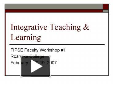 Integrative Teaching presentation | free to view