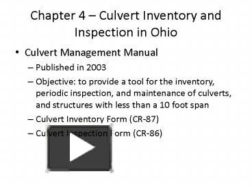 Chapter 4 Culvert Inventory and Inspection in Ohio presentation | free ...