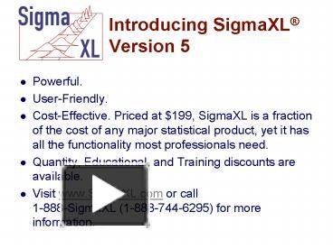 Introducing SigmaXL Version 5 presentation | free to view