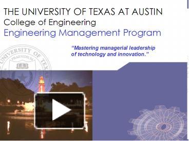 PPT – THE UNIVERSITY OF TEXAS AT AUSTIN PowerPoint presentation | free ...