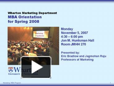 The Undergraduate Marketing Program presentation | free to view