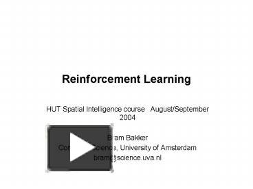 PPT – Reinforcement Learning PowerPoint presentation | free to view ...