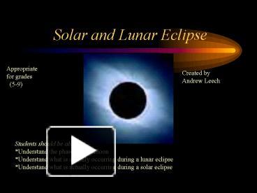 Solar and Lunar Eclipse presentation | free to view
