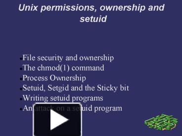 Unix permissions, ownership and setuid presentation | free to download