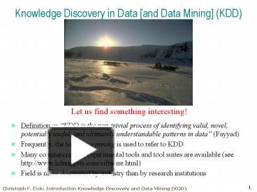 Knowledge Discovery in Data and Data Mining KDD presentation | free to ...