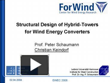 Structural Design of HybridTowers for Wind Energy Converters ...