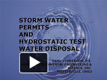 STORM WATER PERMITS presentation | free to view