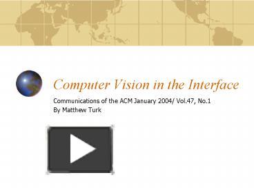 PPT – Computer Vision in the Interface PowerPoint presentation | free ...
