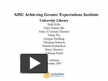 PPT – University Library Ruth Kifer Mary Somerville Mary Jo ...