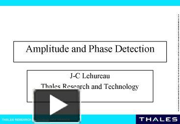 Amplitude and Phase Detection presentation | free to view